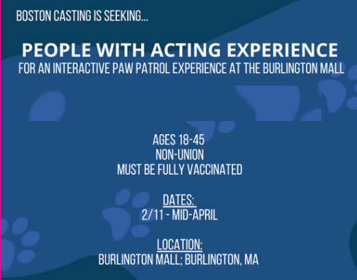 NOW CASTING: PEOPLE WITH ACTING EXPERIENCE- INTERACTIVE PAW PATROL ...